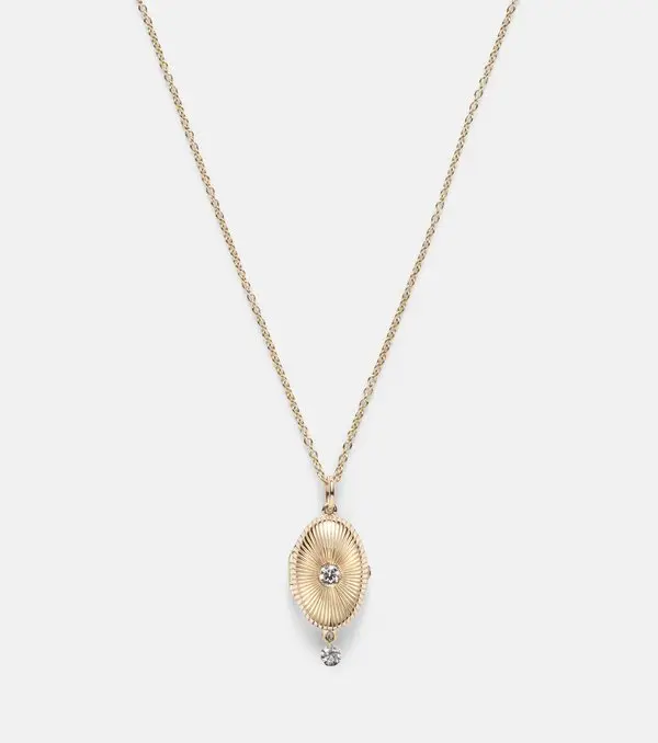 PERSEE 9kt Yellow Locket Necklace With Diamonds
