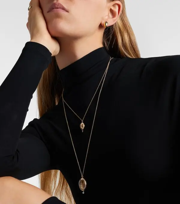 PERSEE 9kt Yellow Locket Necklace With Diamonds