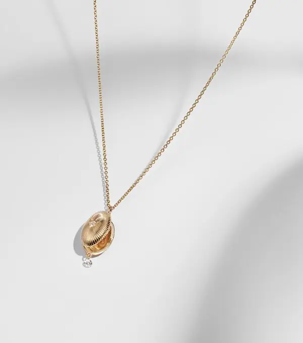 PERSEE 9kt Yellow Locket Necklace With Diamonds