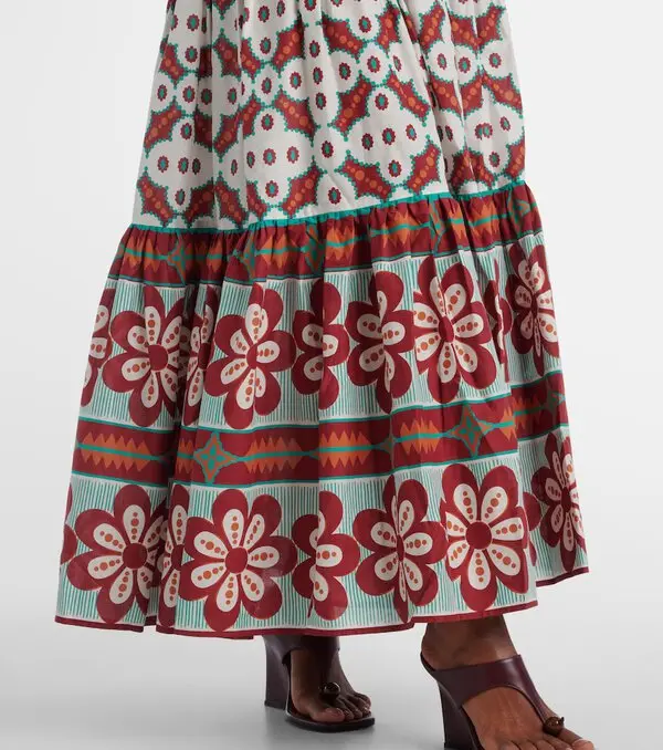 La DoubleJ Big Printed Tiered Cotton Maxi Skirt