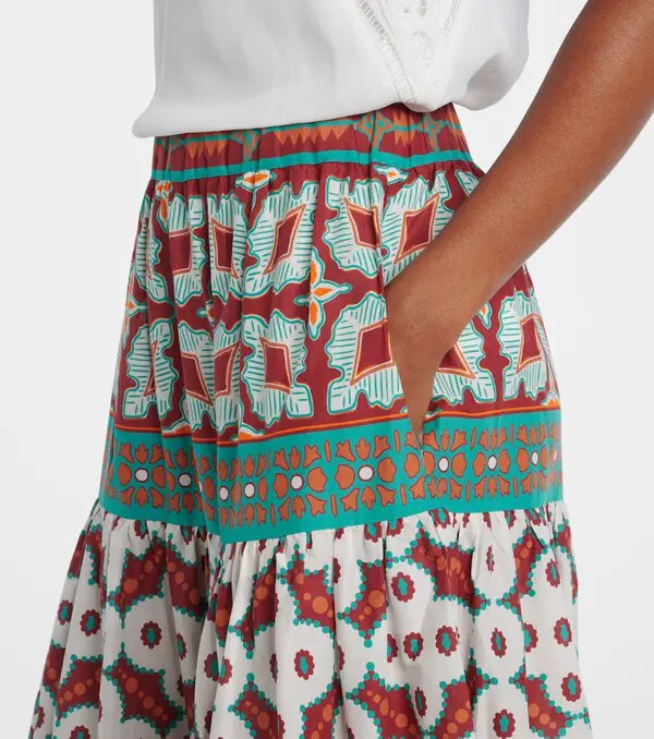 La DoubleJ Big Printed Tiered Cotton Maxi Skirt