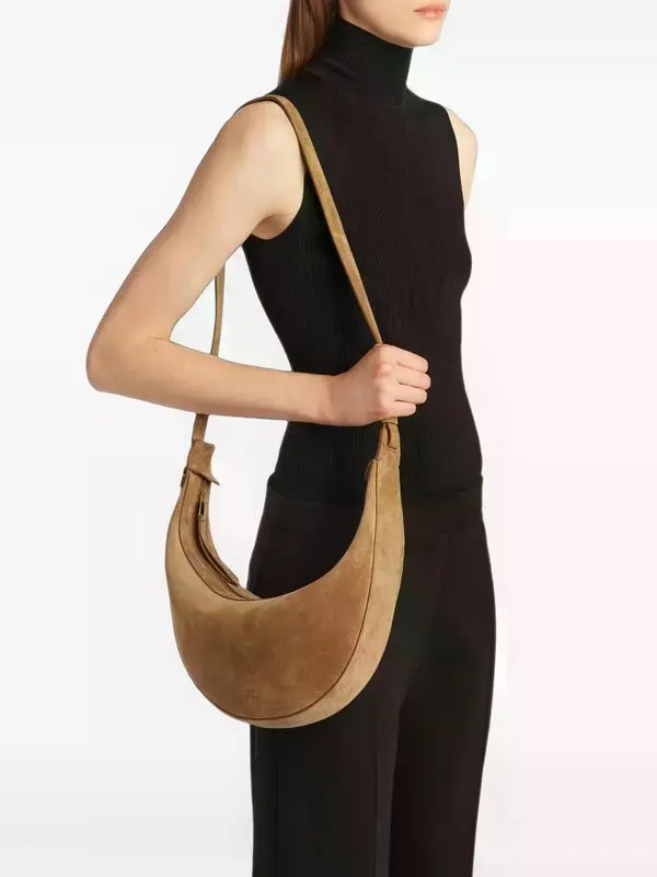 Khaite Augustina Crescent Zip-top Shoulder Bag - Neutrals