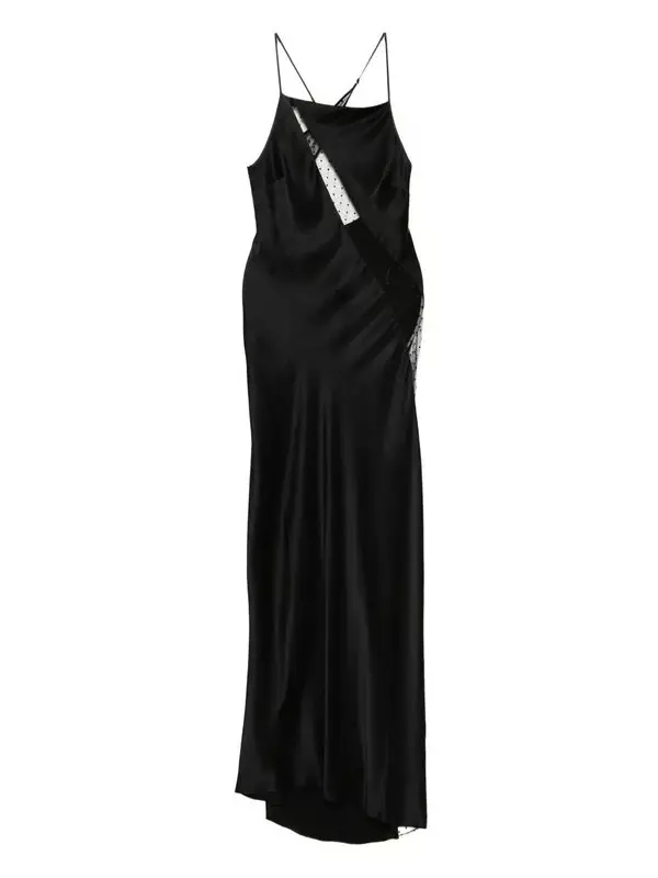 Kiki De Montparnasse Silk Maxi Dress With Polka Dot Embroidery