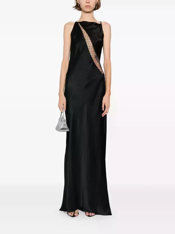 Kiki De Montparnasse Silk Maxi Dress With Polka Dot Embroidery
