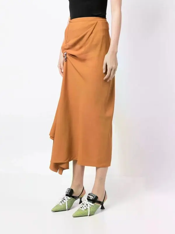 KIKO KOSTADINOV High-waisted Ruched Midi Skirt - Brown