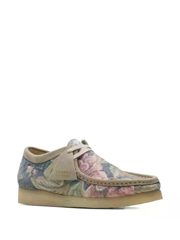 Clarks Floral Pattern Derby Shoes - Grey