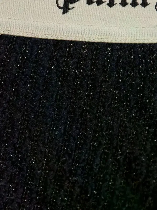 Palm Angels Logo Waistband Flared Glitter Trousers