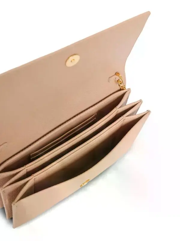 Valentino Garavani Vlogo Signature Grainy Calfskin Wallet With Chain - Neutrals
