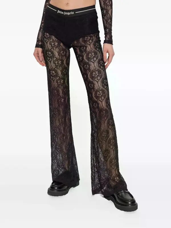 Palm Angels Floral Lace Wide Leg Trousers