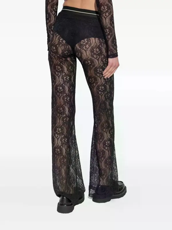 Palm Angels Floral Lace Wide Leg Trousers