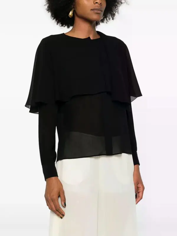 Chloé Cape Attachment Silk Georgette Crepe Shirt