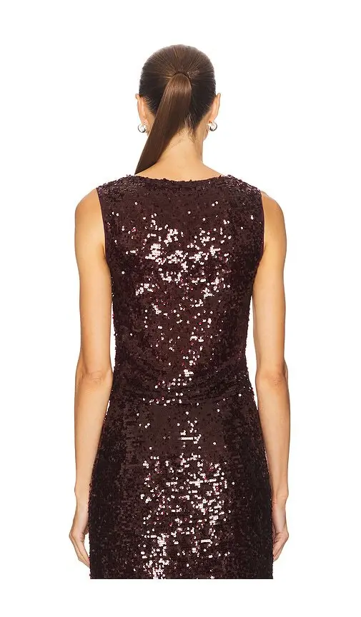 Lapointe Sequin Cowl Neck Top - Wine