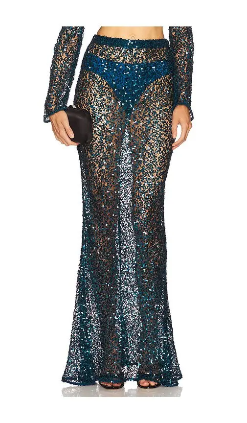 Lapointe Maxi Skirt With Sequins - Teal