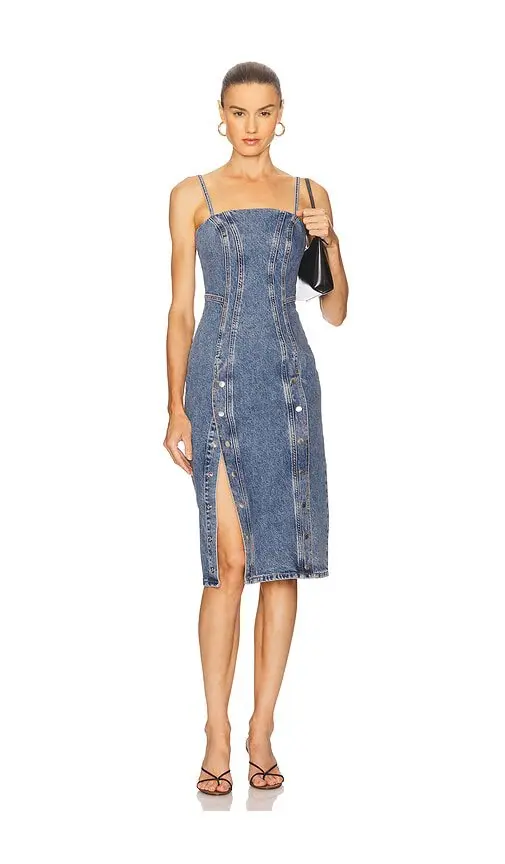 FLEUR DU MAL Snap Midi Dress - Blue