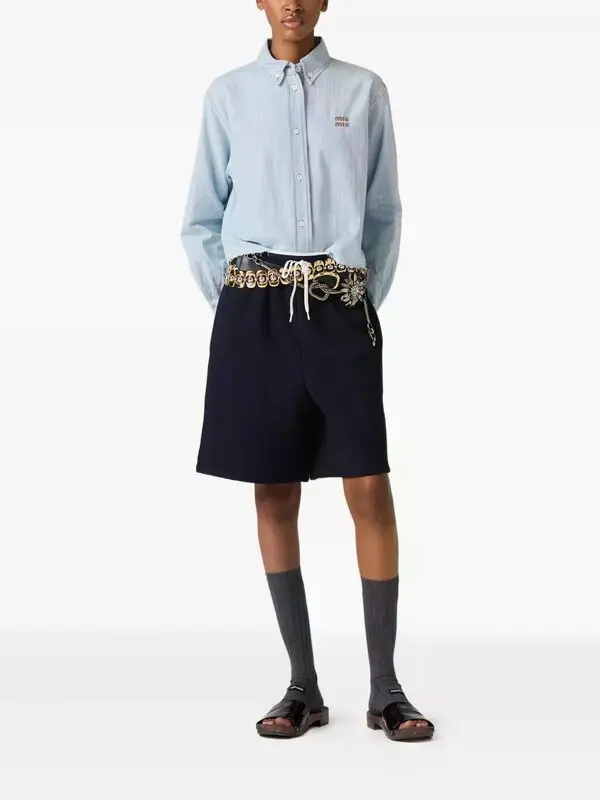 Miu Miu Striped Frayed-edge Shirt