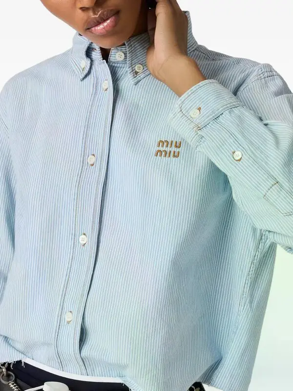 Miu Miu Striped Frayed-edge Shirt