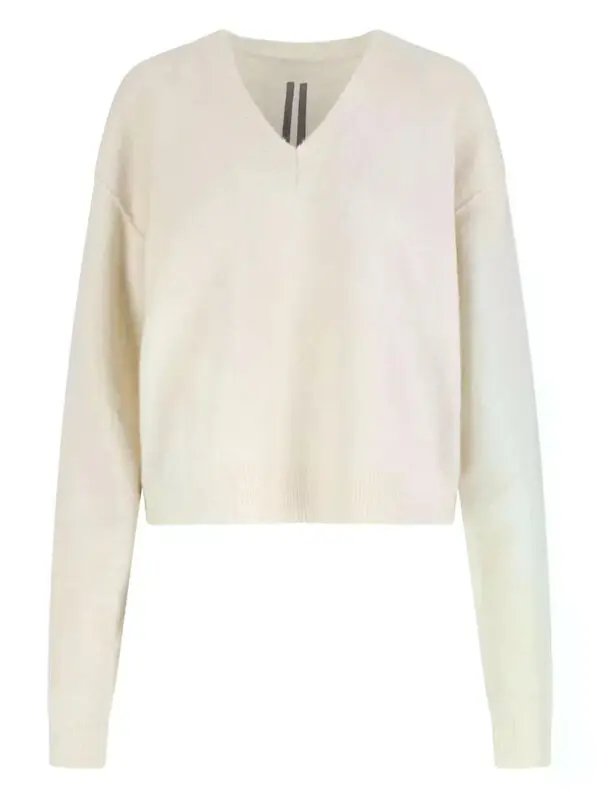 Rick Owens V-neck Alpaca Wool Blend Sweater - Neutrals