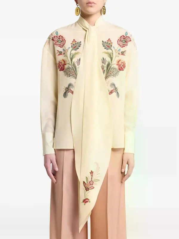 Etro Floral Print Tie Neck Blouse - Neutrals