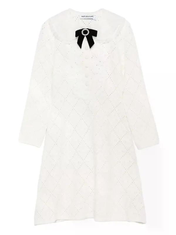 SELF-PORTRAIT Bow-embellished Mini Dress - White