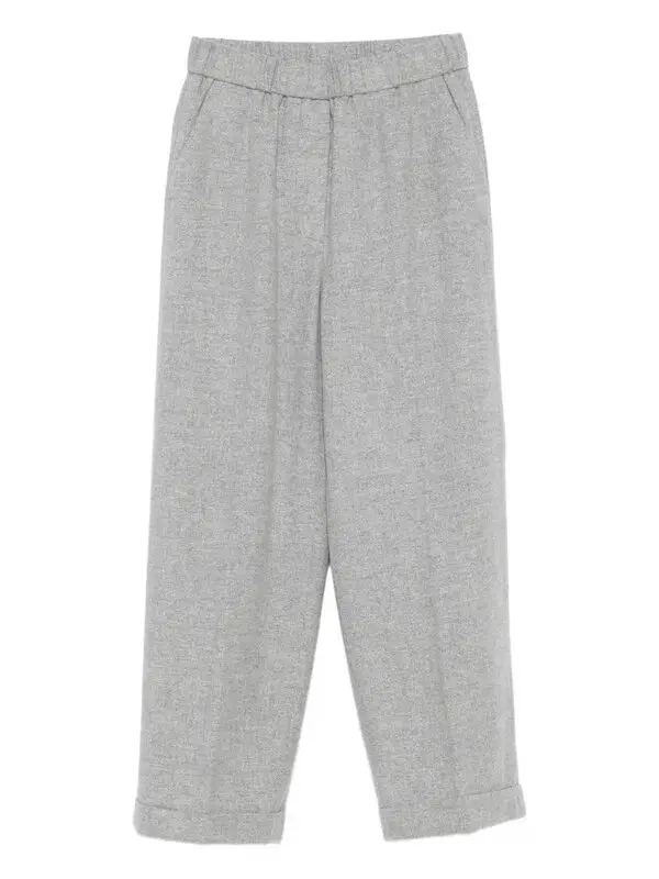 Peserico Elastic Waist Wool Trousers - Grey