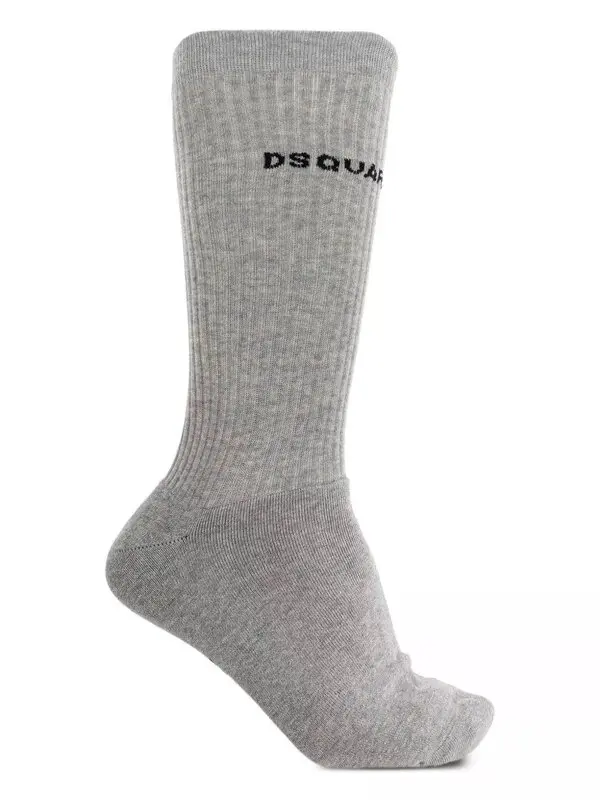 Dsquared2 Logo Embroidered Ribbed Socks - Grey