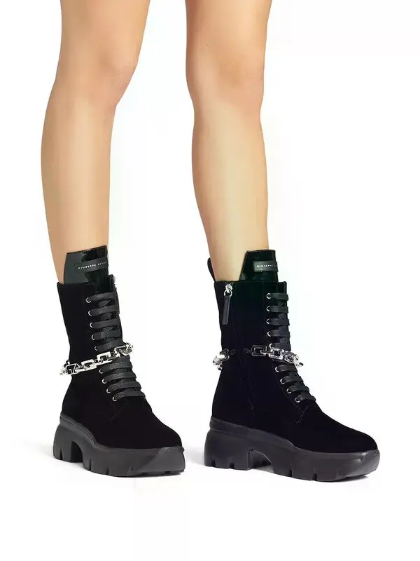 GIUSEPPE ZANOTTI Chain Detail Lace-up Boots