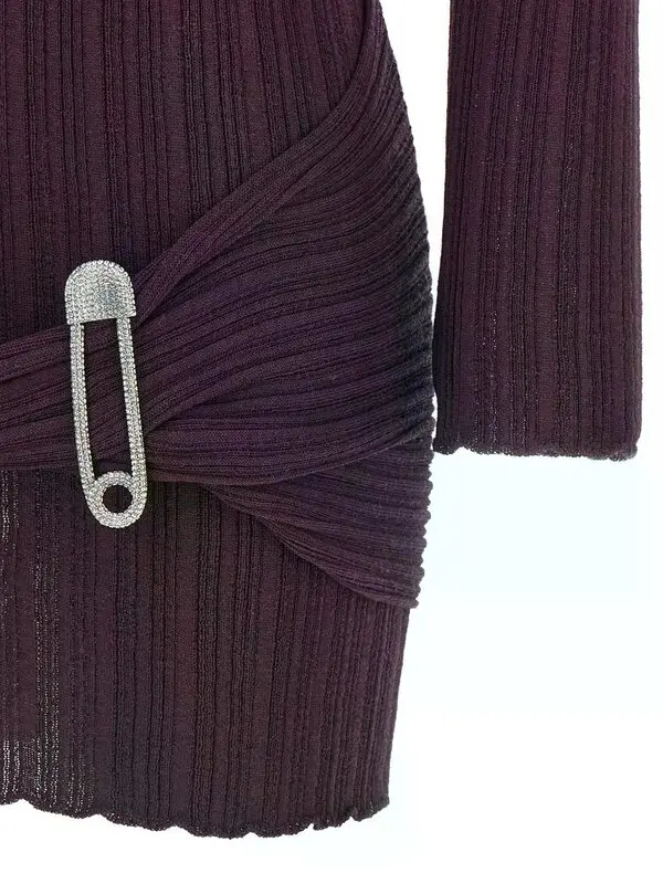Giuseppe Di Morabito Ribbed Knit High Neck Mini Dress With Sash Detail