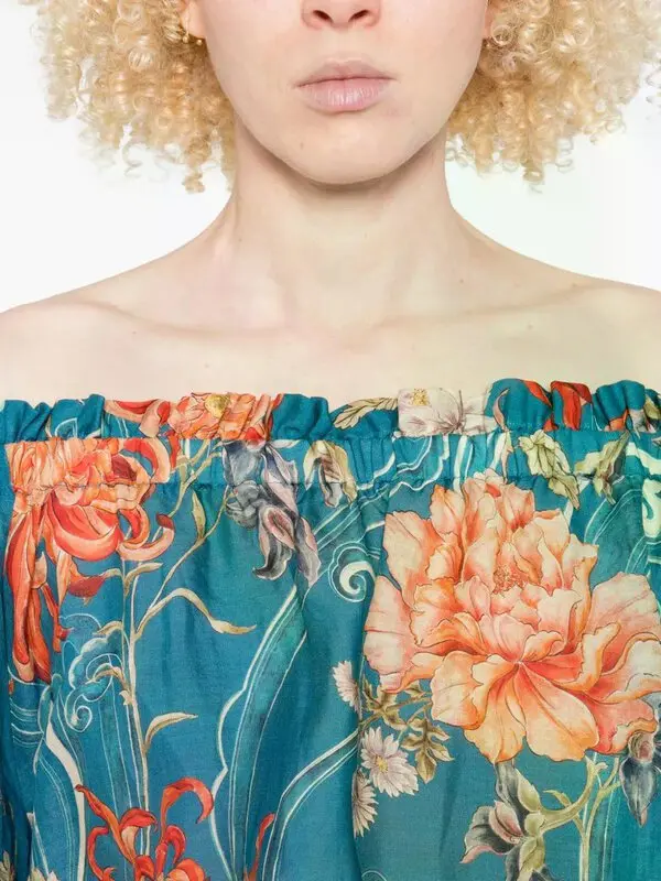 ALEMAIS Floral Print Off-shoulder Blouse