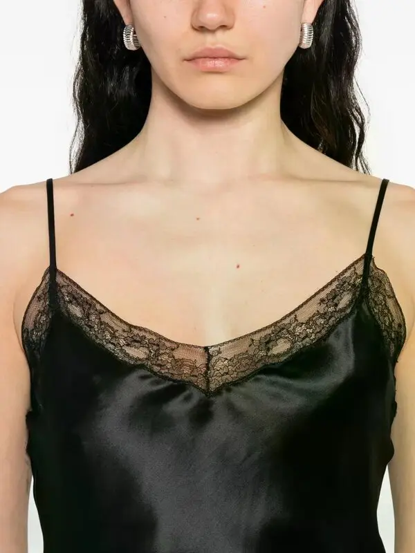 Alberta Ferretti Lace-trimmed Satin Camisole