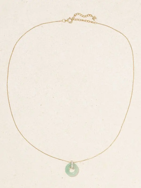 Mateo Donut 14-karat Jade And Diamond Necklace