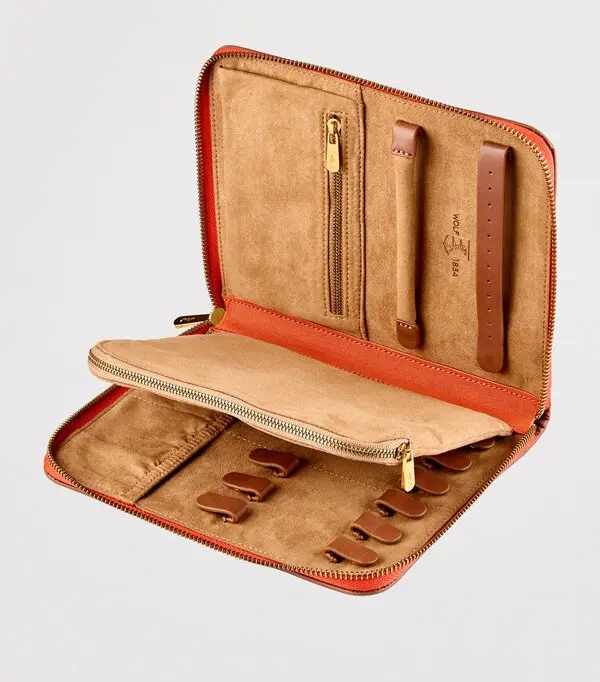 Wolf Ida Travel Zip Jewellery Portfolio Case - Orange