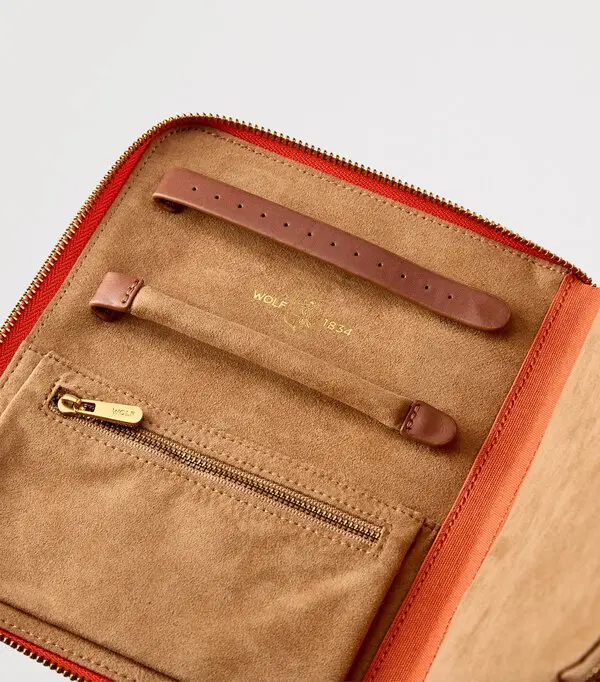 Wolf Ida Travel Zip Jewellery Portfolio Case - Orange