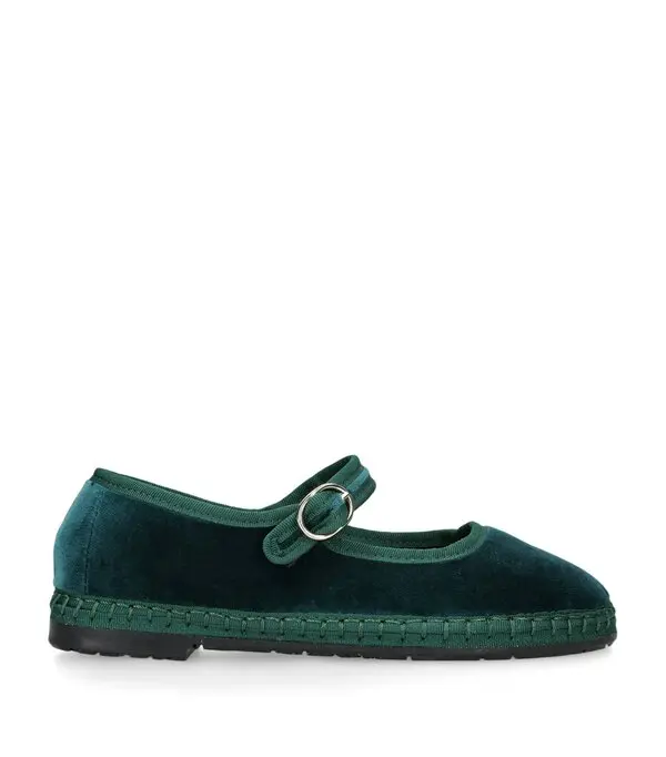 FLABELUS Velvet Leonor Mary Janes - Green
