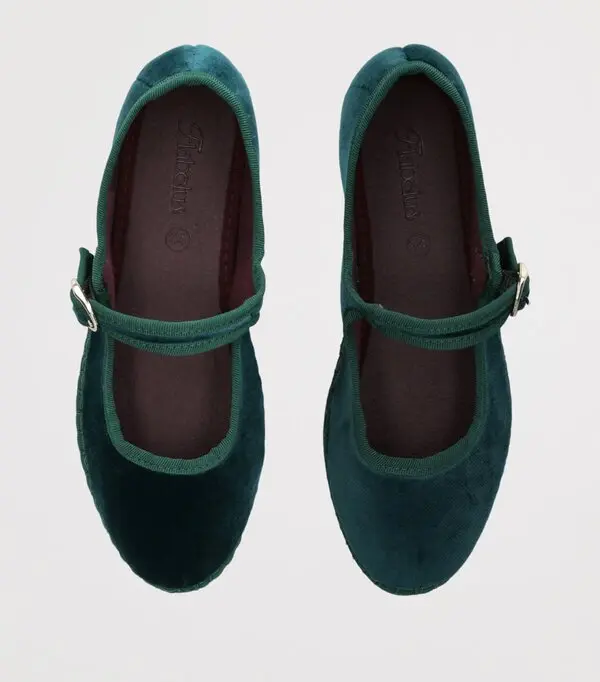 FLABELUS Velvet Leonor Mary Janes - Green