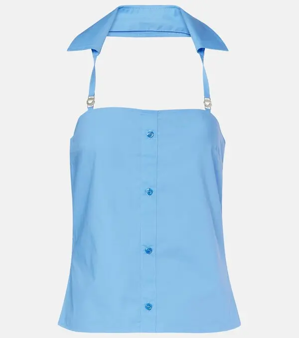 Coperni Halterneck Cotton Top - Blue