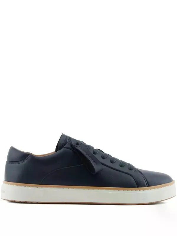 Emporio Armani Leather Lace-up Sneakers - Blue