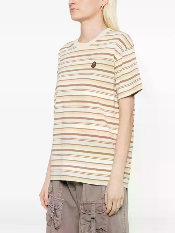FINGERCROXX Horizontal-striped T-shirt - Neutrals