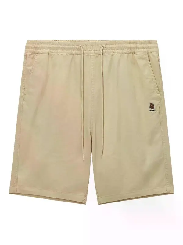 FINGERCROXX Embroidered Logo Cotton Shorts - Neutrals