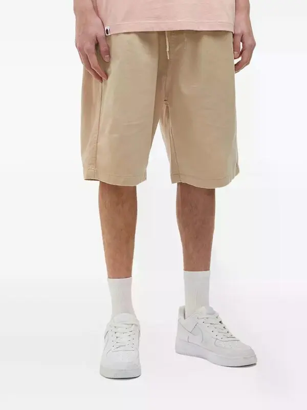 FINGERCROXX Embroidered Logo Cotton Shorts - Neutrals