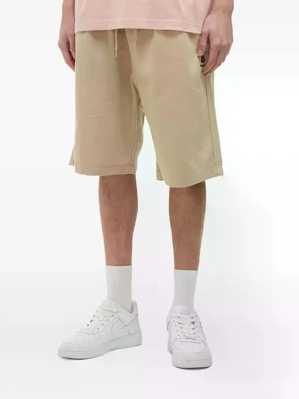 FINGERCROXX Embroidered Logo Cotton Shorts - Neutrals