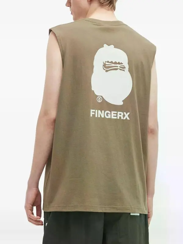 FINGERCROXX Graphic Print Cotton Vest - Brown