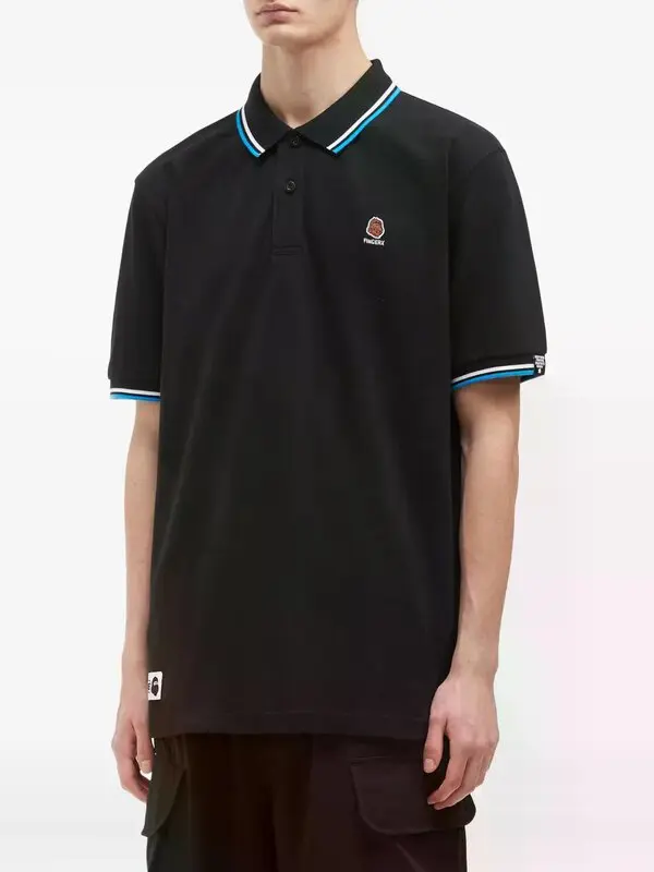 FINGERCROXX Embroidered Tipped Polo Shirt - Black