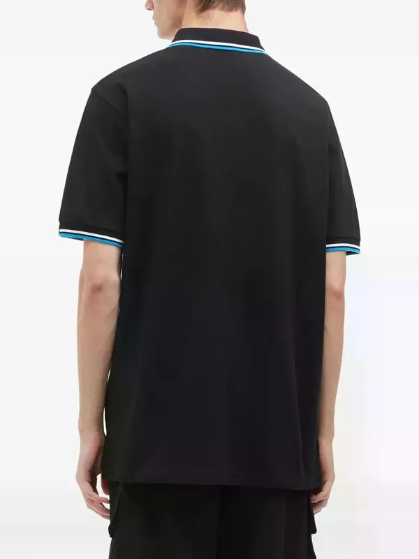 FINGERCROXX Embroidered Tipped Polo Shirt - Black