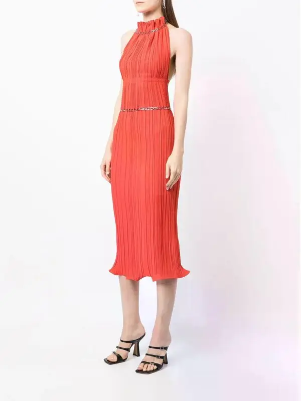 DION LEE Chain-detail Pleated Midi Dress
