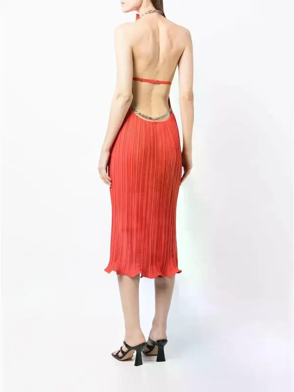 DION LEE Chain-detail Pleated Midi Dress