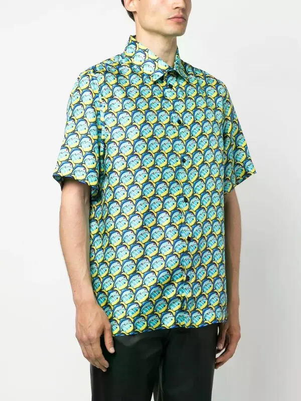 BOTTER Dolphin-print Silk Shirt - Blue