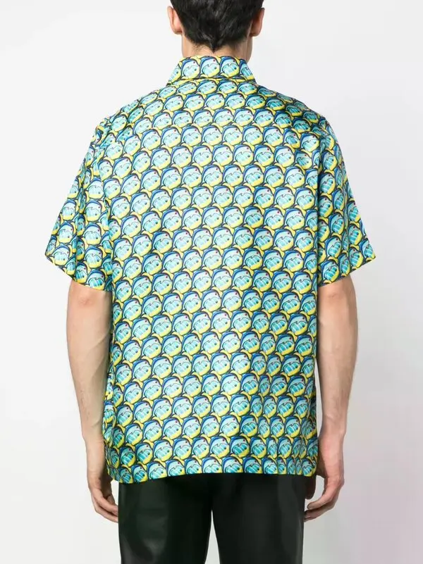 BOTTER Dolphin-print Silk Shirt - Blue
