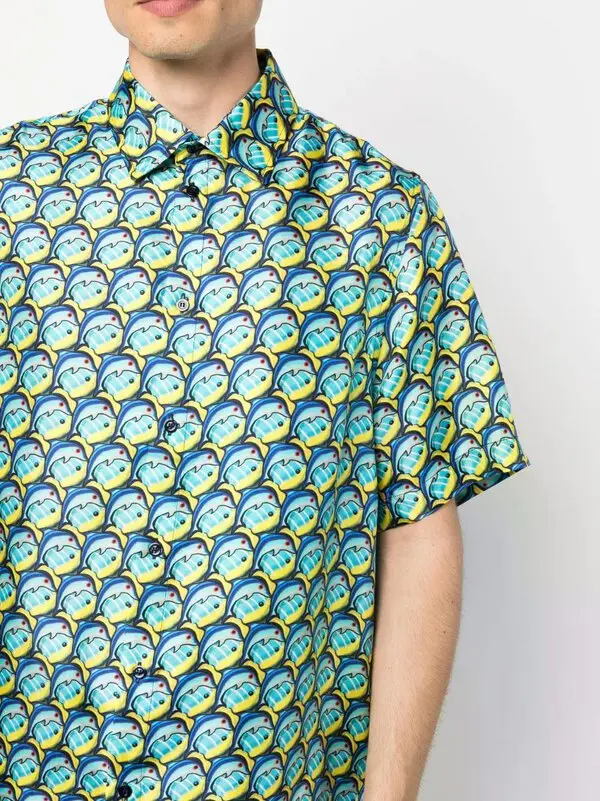BOTTER Dolphin-print Silk Shirt - Blue