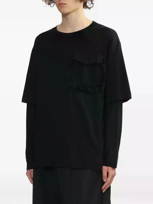 Simone Rocha Ruffle-pocket Layered T-shirt - Black
