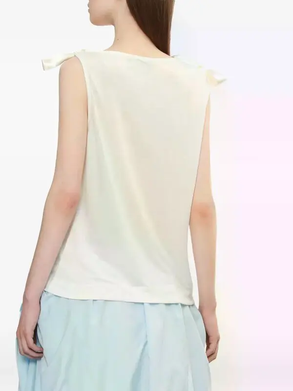 Simone Rocha Ivory Sleeveless Top With Ribbon Detail - White